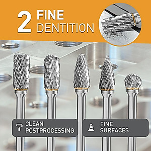 Carbide Burr Set Compatible with Dremel Rotary Tool 10Pcs Die Grinder Bits Rotary File Rasp with 1/8” Shank and 1/4” Grinding Head Accessories for DIY, Woodworking, Metal Carving, Drilling, Polishing