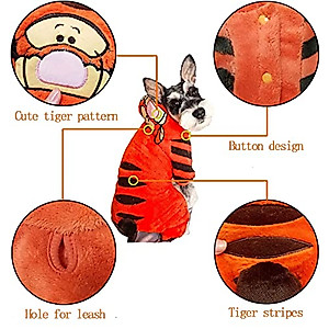 AIHANCH Tiger Dog Costume Soft Velvet Dog Clothes Winter Dog Hoodie Funny Pet Halloween Costume Dog Outfits for Small Dogs Puppy (X-Small)