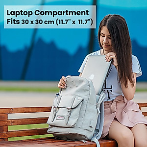 Nordace Comino Classic College School Backpack for Men & Women with USB Charging Port, Water Resistant - 15.6 Inch Laptop Backpack for Everyday, Travel College, Work, School (Gray)
