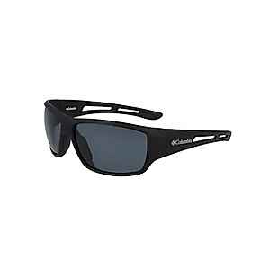 Columbia Men's Utilizer Wrap Polarized Sunglasses, Matte Black/Smoke Polarized, 62 mm