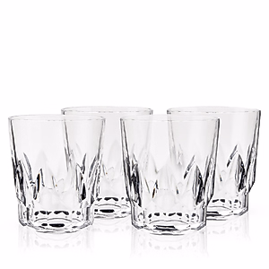 Viski Shatterproof DOF Drinking Glasses - Acrylic Rocks Glasses for Whiskey, Scotch, Bourbon - Dishwasher Safe 11.5oz Set of 4