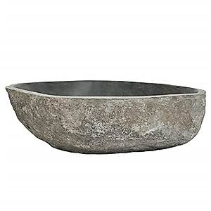 vidaXL Basin Home Indoor Decor Bathroom Washroom Powder Room Sink Wash Bowl Vanity Vessel Natural Stone Basin River Stone Oval 17.7"-20.9"