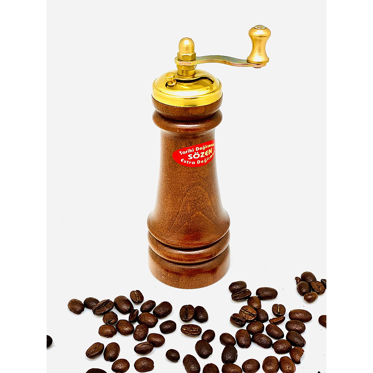 Tarihi Değirmenci Sözen 5" Handmade Manual Wooden Pepper Mill Grinder Portable Hand Crank Gourmet