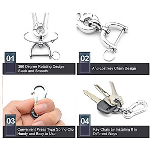 INFIPAR Car Keychain Metal Key Chain for Car Fob Key Ring Key Clip with Horseshoe Shaped Anti-Lost D-Ring for Men and Women 2 Pack