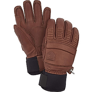 Hestra Mens Ski Gloves: Fall Line Winter Cold Weather Leather Gloves, Brown, 8