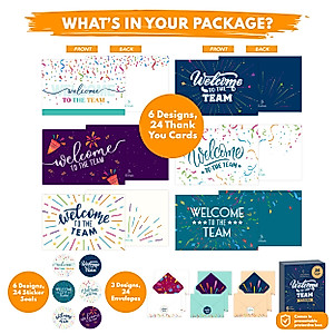 Decorably Work Cards with Envelopes & Stickers - 24 Pack Welcome To The Team Cards with Envelopes & Stickers, Blank Inside Welcome To The Team Card, 6x4in Welcome Cards for Employees, Welcome Card