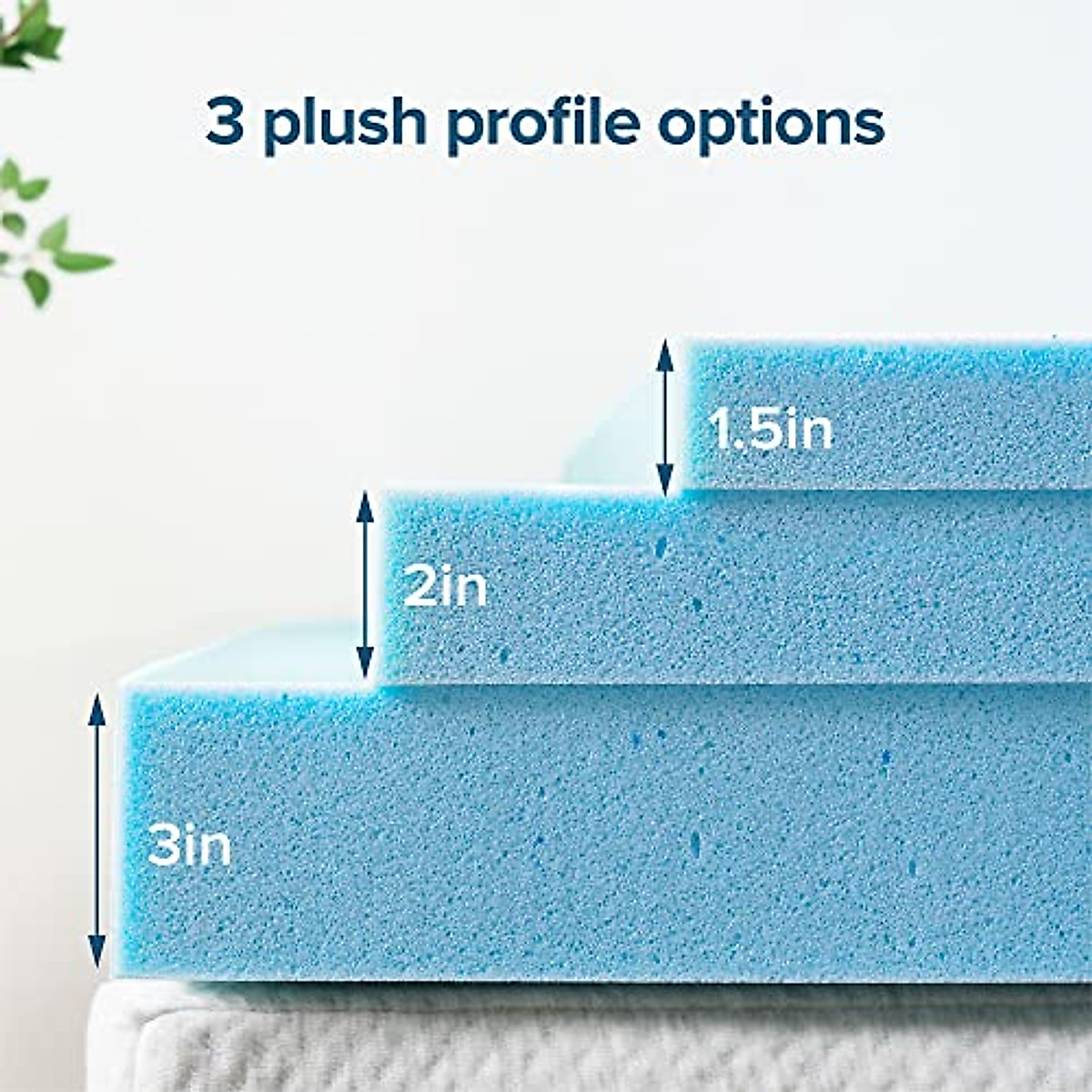 ZINUS 3 Inch Green Tea Cooling Gel Memory Foam Mattress Topper, Cooling Gel Foam, CertiPUR-US Certified, King, Blue