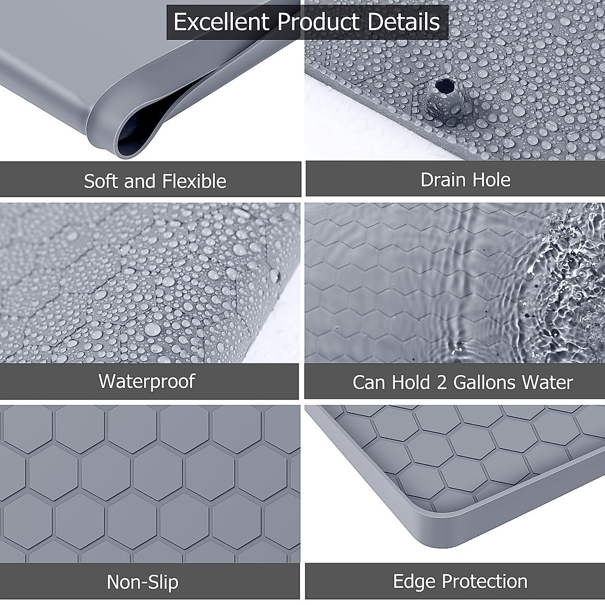 Under Sink Mat - 34" x 22" Waterproof Under Sink Kitchen Cabinet Mat with Drain Hole,Kitchen Bathroom Cabinet Floors Mat,Silicone Under Sink Mat,Flexible Under Sink Mats