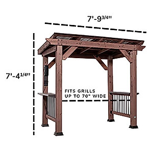 Backyard Discovery Saxony Wooden Grill Gazebo, Insulated Steel Roof, Cook Station, Barbeque, Patio, Deck, Withstand Wind and Snow, Corrosion Resistant, Reduce Heat Transfer, Power Ports