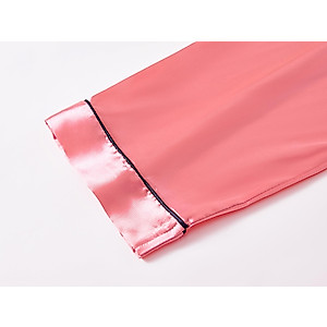 Beezizac Little & Big Girls Pajama Set Size 8 - Coral Satin Silky Cute Fall Winter Long Outfit