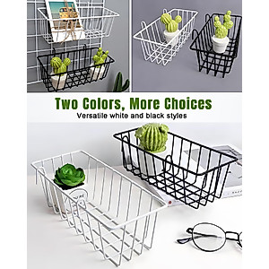 SEMPOMA 6 Pack Black Wire Basket, Hanging wall Basket for Wall Grid Panel, Metal Hanging Baskets for Organizing, Wire Basket for Kitchen Storage, Grid Wall Accessories