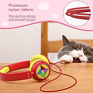 ELECDER i43 Kids Headphones with Microphone 85dB 94dB Volume Limited 3.5mm Jack Foldable Adjustable Wired On Ear Headphones for Children Girls Boys Teens Cellphones PC Kindle School Tablet Red/Yellow