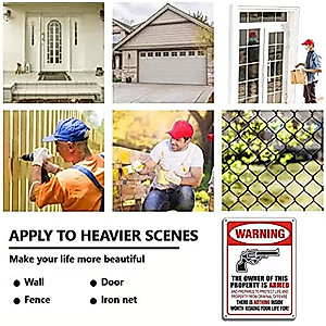 No Trespassing Sign, 2PCS Private Property No Trespassing Gun Signs Metal Rust Free Aluminum, UV Ink Printing, Reflective, Weatherproof, Outdoor Keep Out Sign for Home/Garden/ 10 x 7 inch