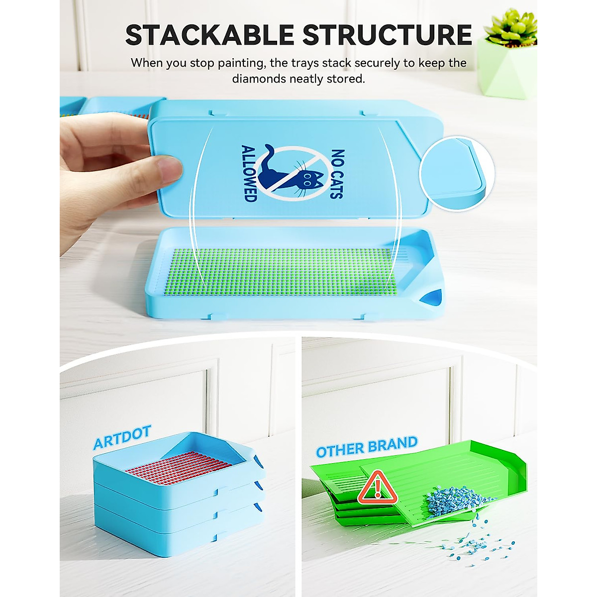 ARTDOT 10-Piece Interlocking Diamond Art Trays Kits for Adults, Stackable Diamond Painting Accessories and Tools