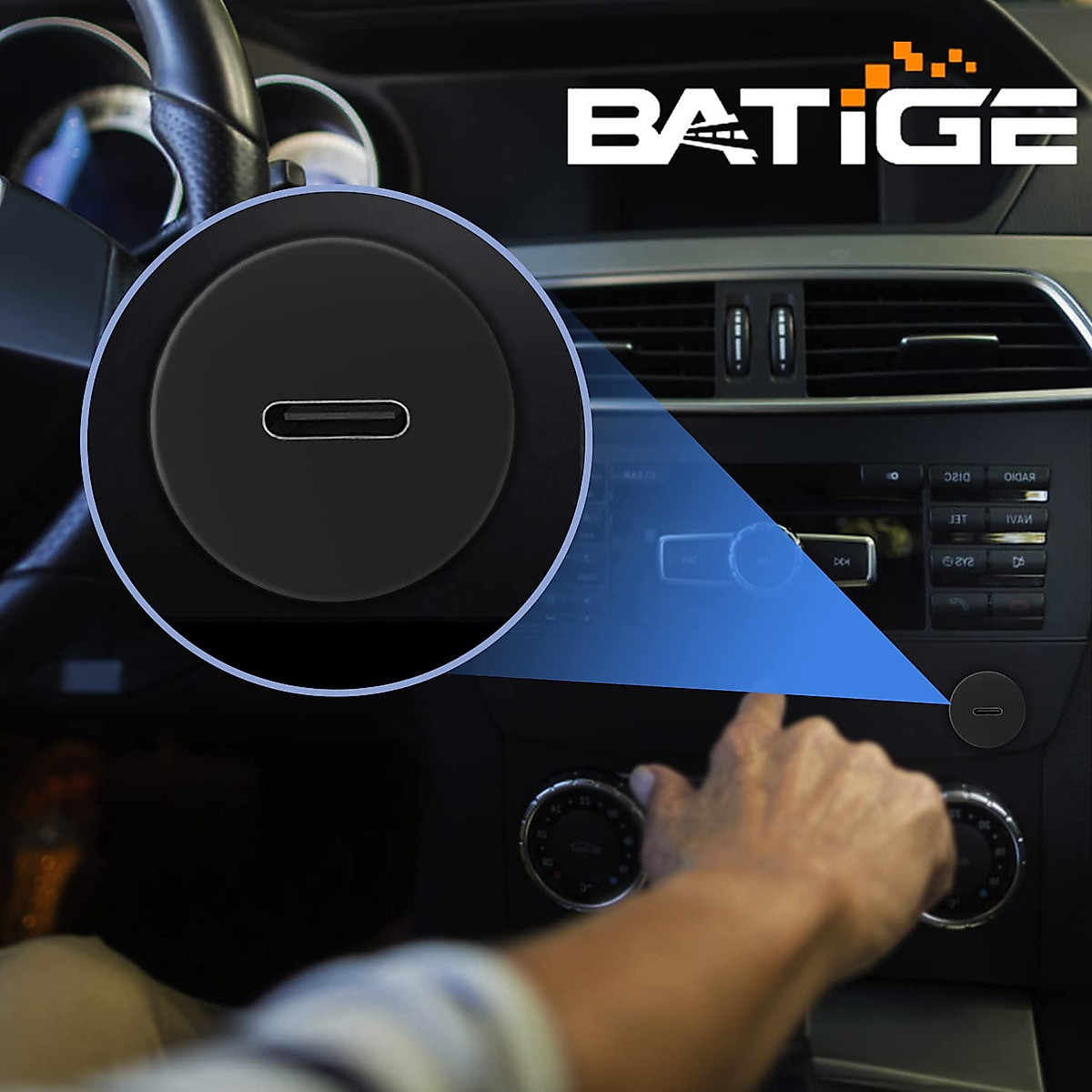 BATIGE Small USB 3.0 Male to Type C 3.0 Female Car Flush Mount Cable USB C 3.0 Panel Mount Extension Cable for Car Truck Boat Motorcycle Dashboard 3ft