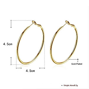 Gold Hoop Earrings, 18K Gold Plated Rounded Hoops Earrings for Women
