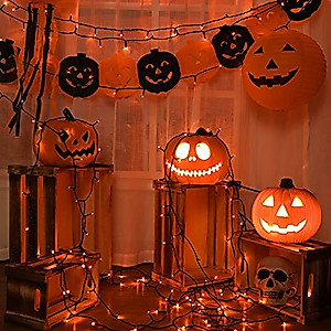 200LED Halloween Orange Lights, 72ft Decoration Solar String Lights, Waterproof Solar Fairy Lights for Gardens, Backyard, Balcony, Party, Holiday, Camping Decor (1 Pack, Orange)