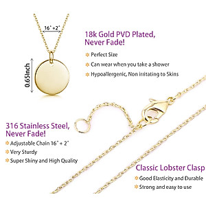 UMAGICBOX Disc Birth Flower Necklace 18k Gold Engraved Custom Dainty Birth Month Floral Pendant Charm Personalized Jewelry Birthday Gift for Women New Mom Best Friend