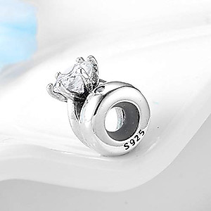 FAEFASH Spacer Charm Rubber Stopper Spacer Bead 925 Sterling Silver Clip Charm fit Pandora Style Charm Bracelets (Shining Ring Spacer Charm)