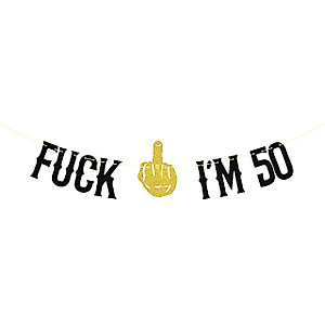 I'm 50th banner, Funny 50 Years Old Birthday Banner, 50th Birthday Party Decor, 50th Birthday Decorations for Men Women, Funny for 50th Birthday/Wedding Anniversary Party Decorations