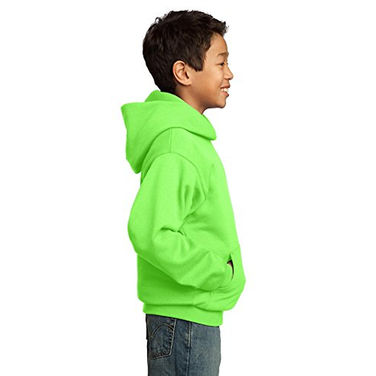 Port & Company - Youth Core Fleece Pullover Hooded Sweatshirt M Neon Green