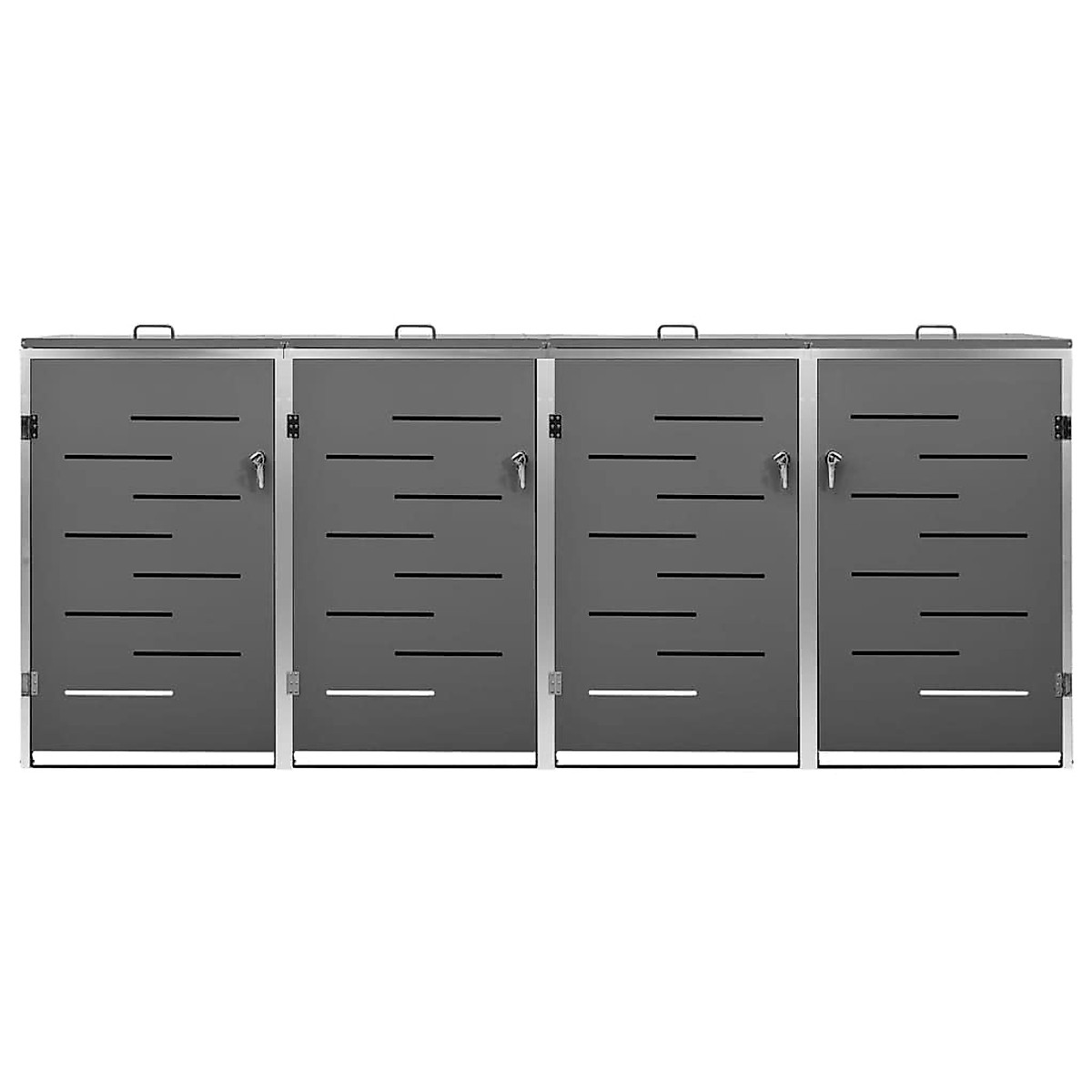 vidaXL Quadruple Wheelie Bin Shed 108.9"x30.5"x45.5" Stainless Steel
