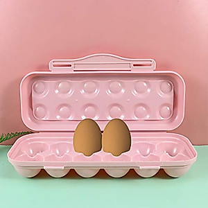 DOITOOL 2PCS Plastic Egg Holder for Refrigerator Deviled Egg Tray with Lid,Kitchen Shockproof Plastic Egg Storage Container for Fridge (Pink)