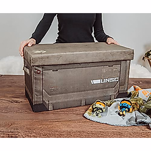 HALO Ammo Crate Collapsible Storage Bin Chest with Lid | Fabric Basket Container with Handles, Cubby Cube Closet Organizer | Video Game Gifts And Collectibles | 24 x 12 Inches