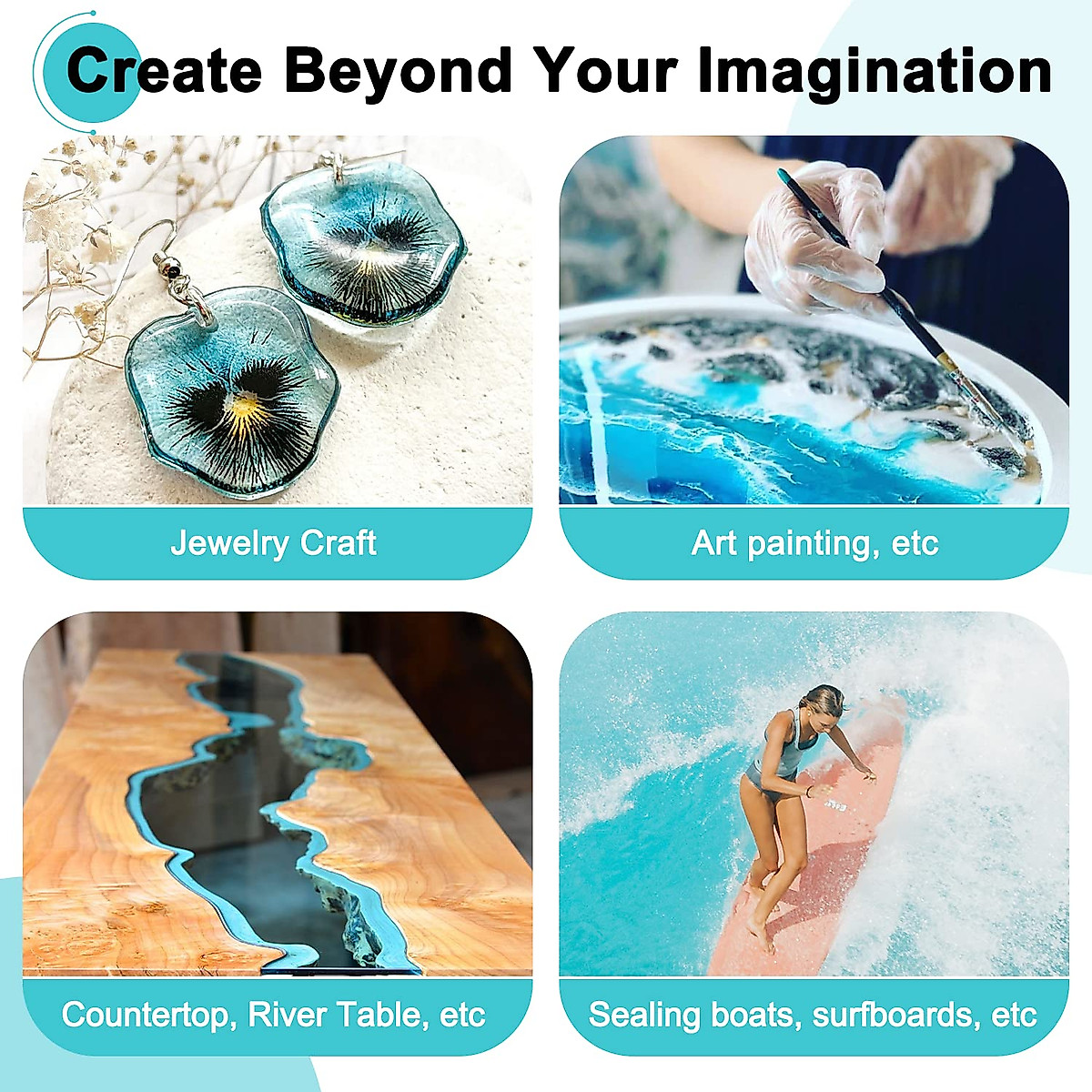 JDiction Epoxy Resin Clear High Gloss Epoxy Resin Deep Pour 1 Gallon Art Resin for Jewelry Casting, Table Top, Wood and Mold Crafts