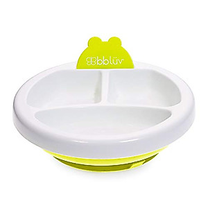 bblüv - Platö - Warming Feeding Plate - 3 Compartments with Suction Base for Baby to Toddler (Lime) - BPA and Phthalate Free