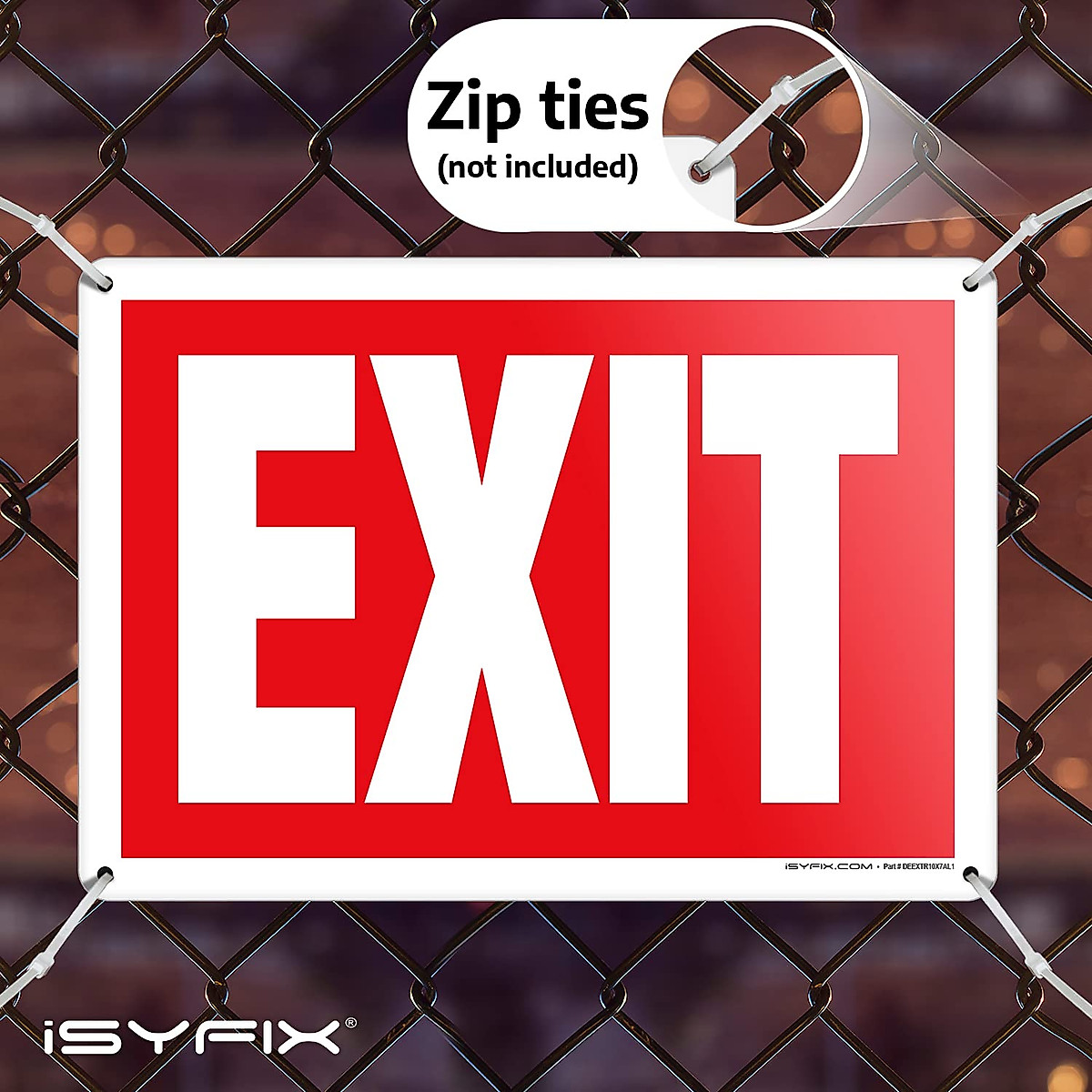 iSYFIX Exit Sign – 1 Pack 10x7 Inch – 100% Rust Free .040 Aluminum Signs, Laminated for Ultimate UV, Weather, Scratch, Water and Fade Resistance, Indoor and Outdoor, Exit Signs for Exterior.