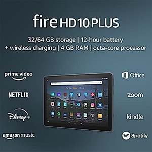 Amazon Fire HD 10 Plus tablet, 10.1", 1080p Full HD, 32 GB, latest model (2021 release), Slate