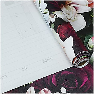 HAOKHOME 93277 Peel and Stick Floral Wallpaper Rose Daisy Removable Black/Pink/Purple Stick on Wild Mural 17.7in x 9.8ft