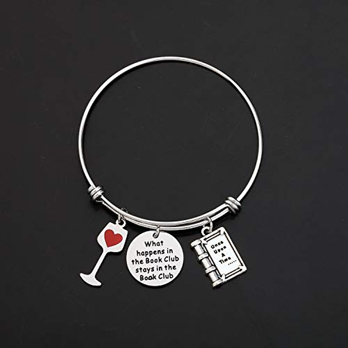 CENWA Book Club Gifts What Happens In The Book Club Stays In The Book Club Bracelet Book Lady Book Lover Gift (Book Club Br)