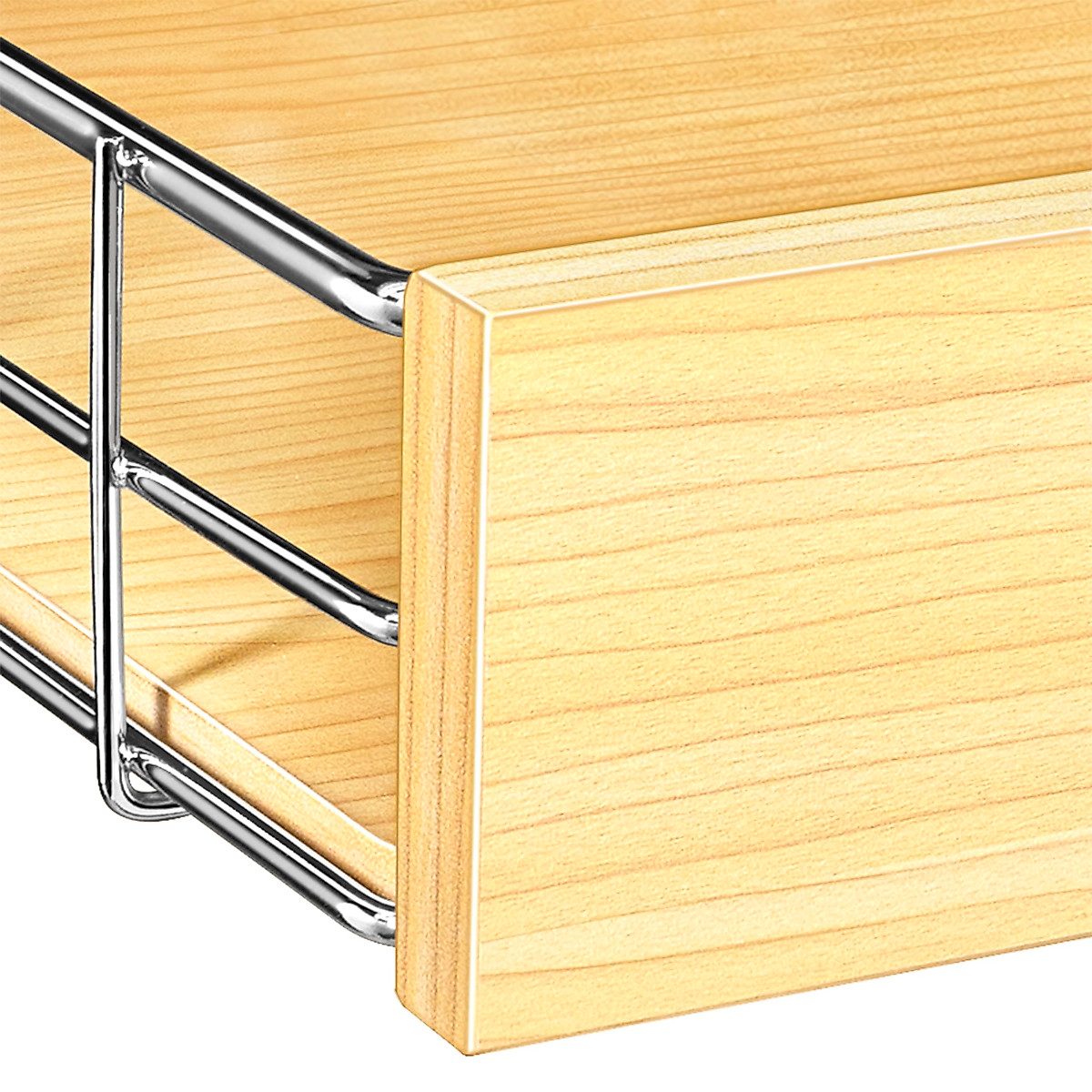 LYNK PROFESSIONAL® SELECT™ Pull Out Cabinet Organizer, 14" x 21" Slide Out Drawers for Kitchen Cabinets - Sliding Pull-Out Pantry Shelves – Home Shelf Organizers - Lifetime Ltd. Warranty, Wood Chrome