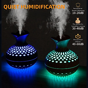 Yaindhi Colorful Mini Humidifier, Flower Shape Humidifier,USB Personal Desktop Cool Humidifier 7 colors,2 Mist Modes,Super Quiet for Car, Office Room, Bedroom,etc. (Light wood)