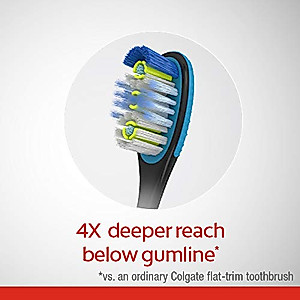 Colgate 360 Total Advanced Floss-Tip Bristle Toothbrush, Black and Blue, Solar Powered, Unisex-Adults