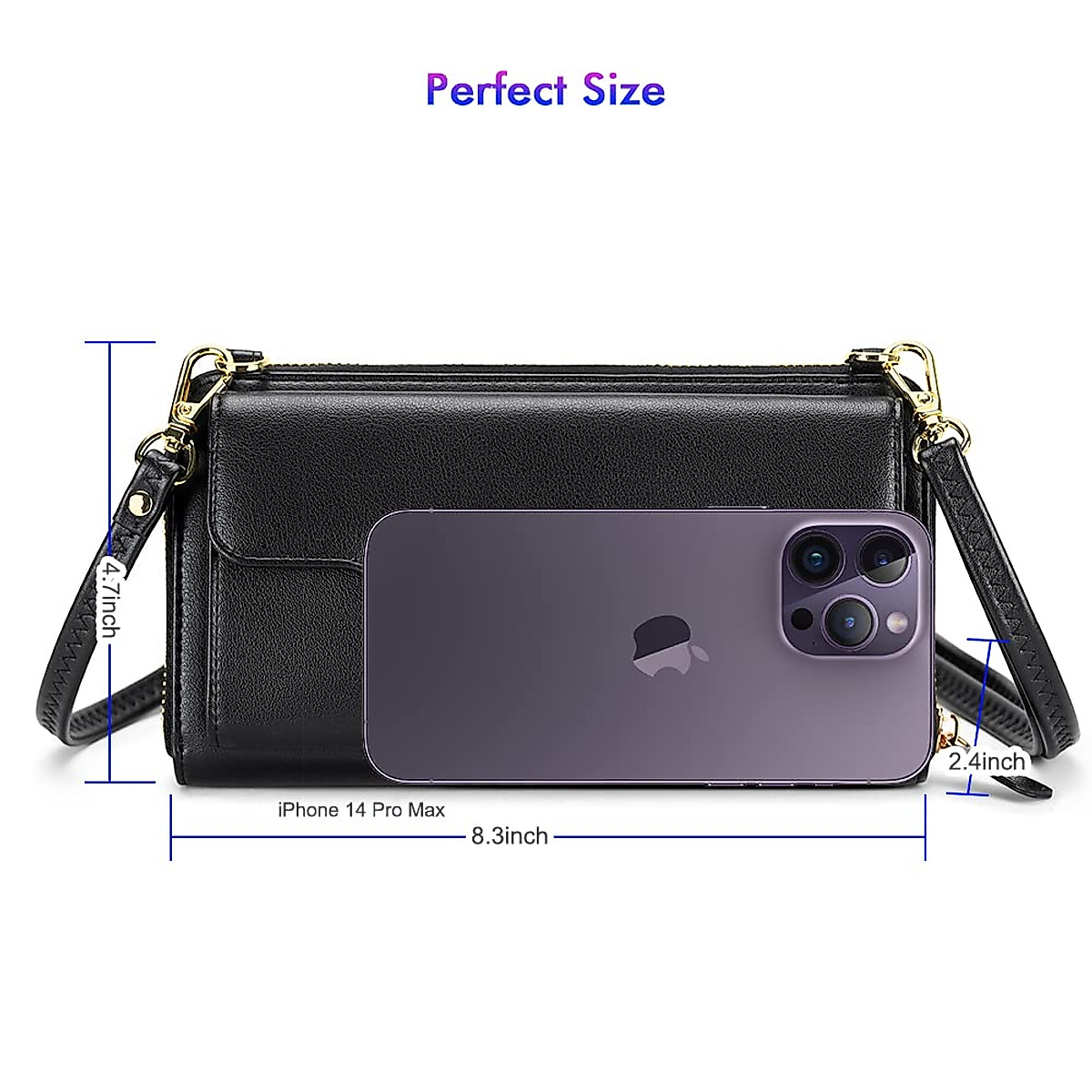 nuoku Wristlet Crossbody Bags for Women, Small Clutch Purses, Cell Phone Wallet, Rfid, BLACK