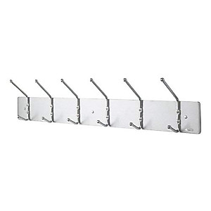 Safco Wall Mount Rack Coat Hook, 6-Hook 4162. Coat Hooks for Hanging Coats, Purses, Bags, Umbrellas and More. Perfect for Hallways and Entryways.