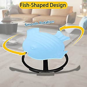 FERUERW Autism Kids Swiel Chair,Sensory Toy Chair,Carousel Spin Sensory Chair for Kids,Training Body Coordination,Kids Spinning Chair,Metal Base Non-Slip Sitting More Safer(Blue)