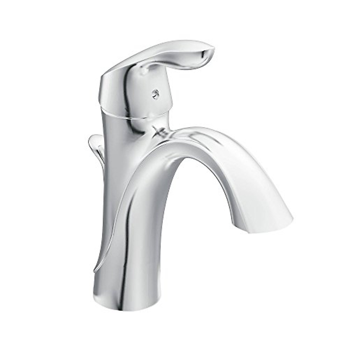 Moen Eva Chrome One-Handle Single Hole Bathroom Sink Faucet with Optional Deckplate and Available Vessel Sink Extension Kit, 6400, 0.375