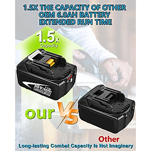 Nyveyoo Upgraded 6.0Ah Replacement 18V Battery for Makita, Compatible with Makita 18V Battery Lithium ion BL1850 BL1850B BL1840 BL1840B BL1830 BL1830B BL1815 LXT 18V Battery Chargers, 4Pack