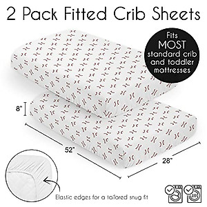 Sweet Jojo Designs Red White Baseball Patch Sports Boy Baby Fitted Crib Sheet Set Nursery Soft Infant Newborn Fits Standard Mattress or Toddler Bed - 2pc - Americana