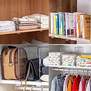 Yieach 4PCS Shelf Dividers,Clear Closets Shelf and Closet Separator for Organization in Bedroom,Kitchen Cabinets Shelf Storage and Office Shelves