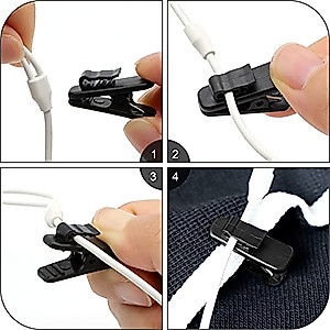 MUZHI Headphone Clip,Small Cable Clothing Clips,Earbud Clip to Keep Earphone/Microphone Cord in Place for 1.5mm Wire Diameter Round Wire Earphone 1 Inch Length,20Pcs (Black)