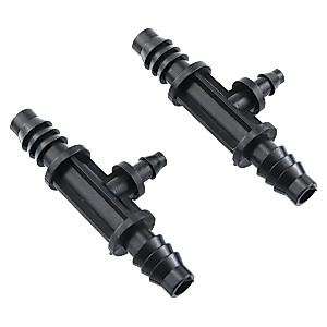 DGZZI Garden Hose Reducing Tee Barb Connector 10PCS Black 3/8 Inch to 1/4 Inch Greenhouse Drip Irrigation Water Splitter for 4 mm Drip Hose