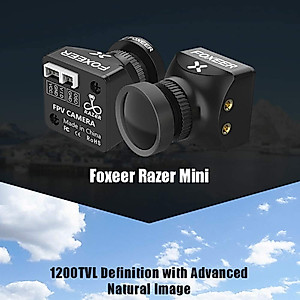 FPV Camera Foxeer Razer Mini 1/3 CMOS HD 5MP 2.1mm Lens 1200TVL 4:3 PAL/NTSC Switchable Support 4.5V-25V Input Voltage for FPV Quadcopter Racing Drone