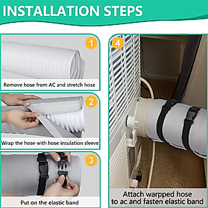 Nuhago Portable Air Conditioner Hose Cover, Portable AC Hose Duct Vent Insulation Sleeve AC Hose Insulated Cover Wrap for 5" & 5.9" Diameter AC Exhaust Hoses Tube for Heat Reduction