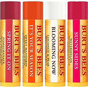 Burt's Bees Gifts, 4 Lip Balm Products, Just Picked Set - Pomegranate, Sweet Mandarin, Coconut Pear & Watermelon (4 Pack)