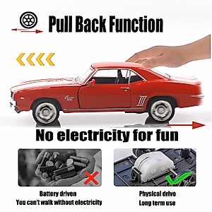 TOKAXI 1/36 Scale Diecast Cars,1969 Camaro SS Cars Models,Pull Back Vehicles Toy Cars,Cars Gifts for Boys Girls (Red)